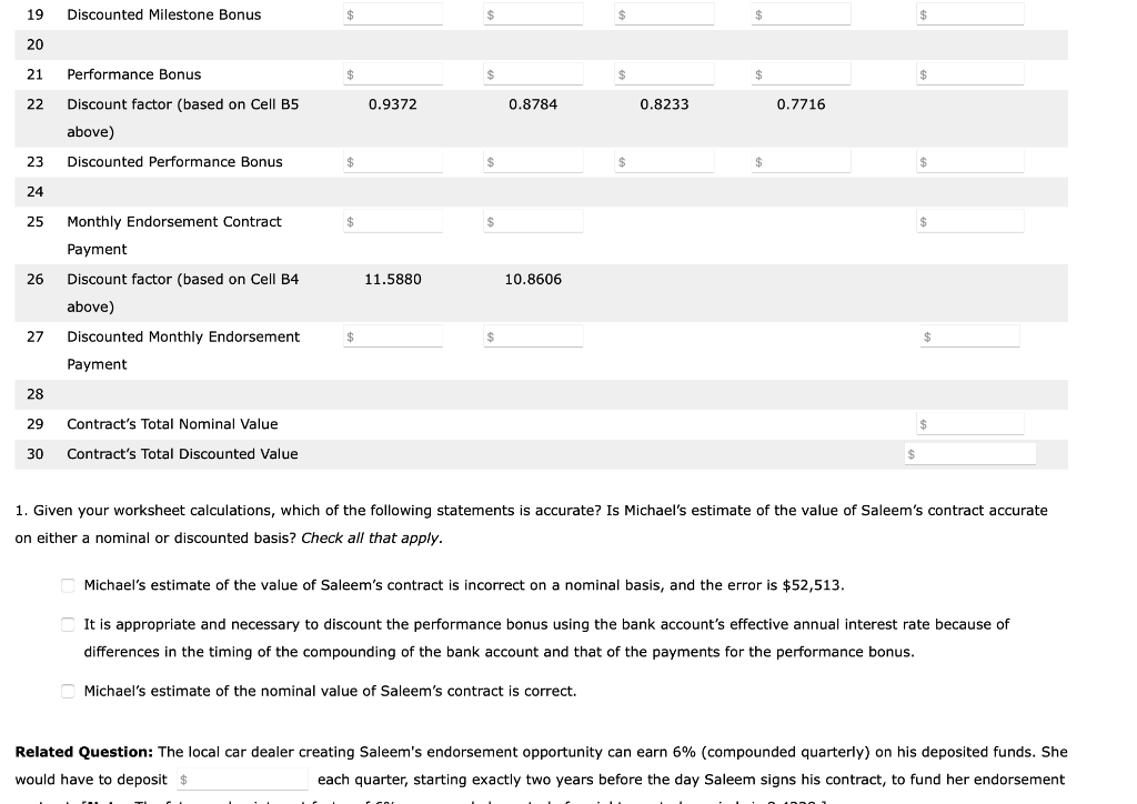 Solved Saleem Swingman's Contract Evaluation Worksheet1. | Chegg.com
