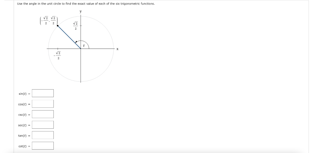 Solved Use the angle in the unit circle to find the exact | Chegg.com