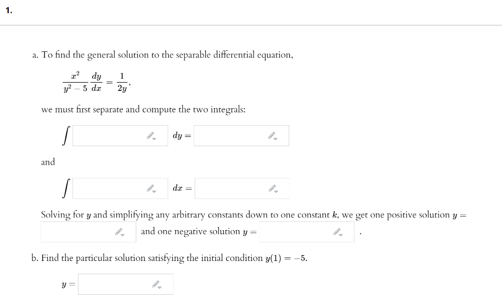 Solved 1. a. To find the general solution to the separable | Chegg.com