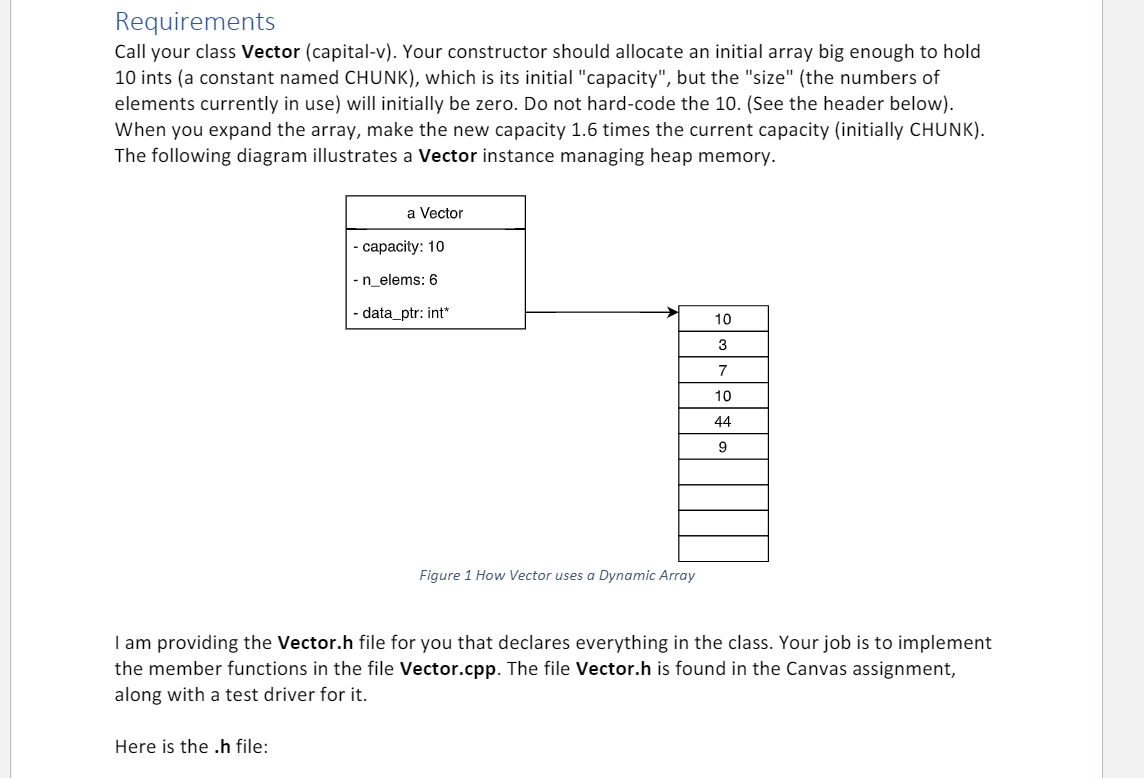 Solved I Have To Create A Custom Vector Class In C And Am 