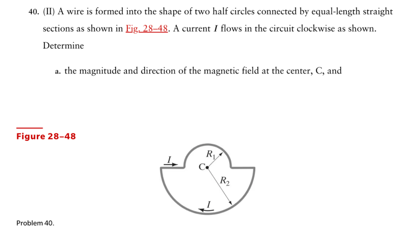Solved 40. (II) ﻿A wire is ﻿formed into the shape of ﻿two | Chegg.com