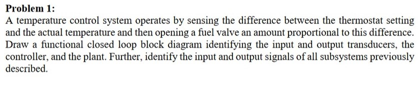 Solved Problem 1: A temperature control system operates by | Chegg.com
