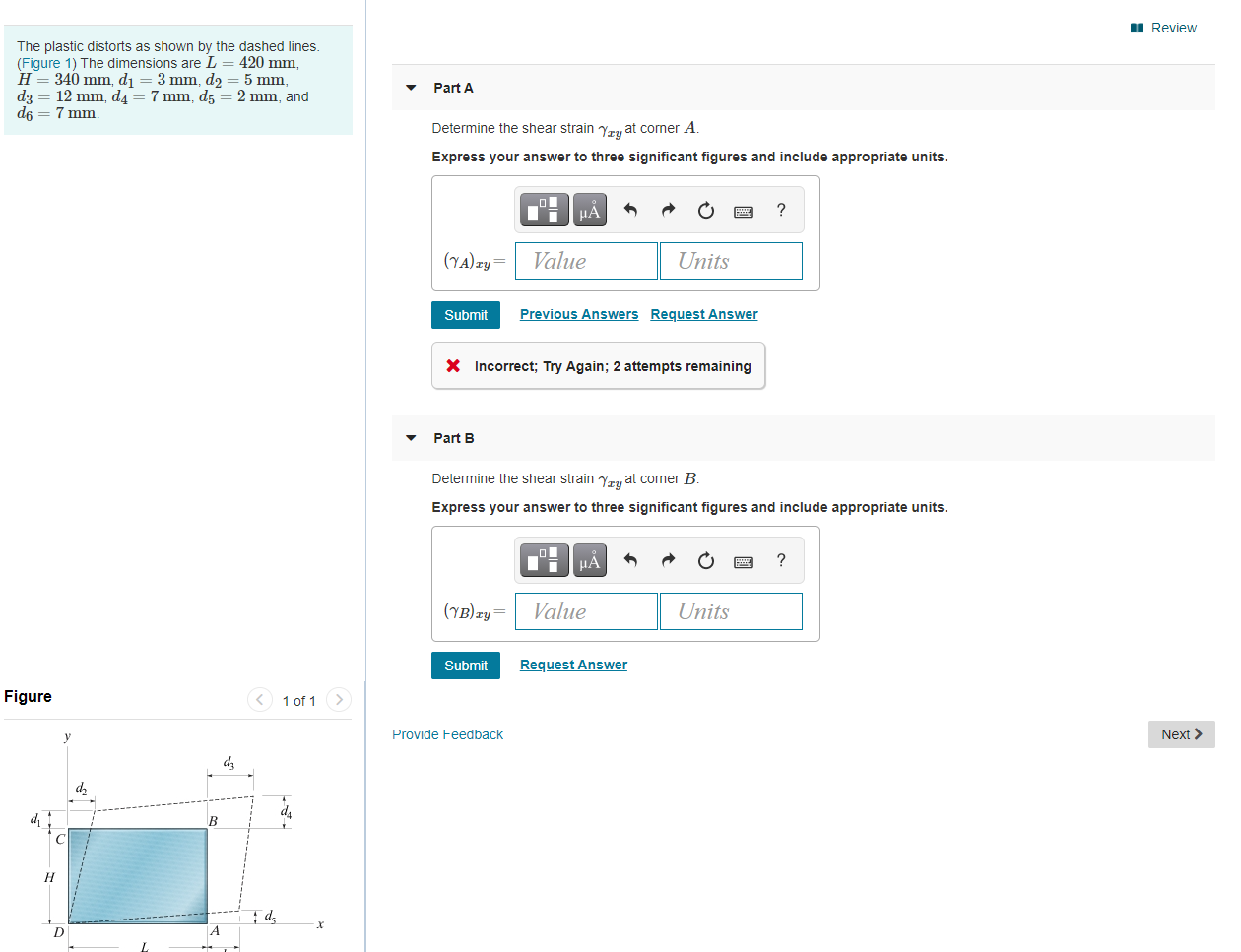 Solved Review The plastic distorts as shown by the dashed | Chegg.com