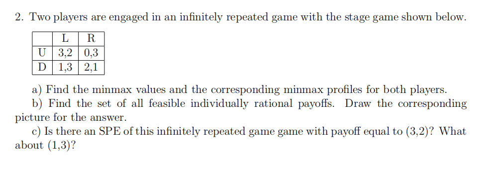 Solved Two players are engaged in an infinitely repeated | Chegg.com