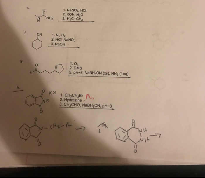 Solved 1. NaNO2, HCI 2, KOH, H2O e. NH2 3. H2C-CH2 1. Ni, H2 | Chegg.com