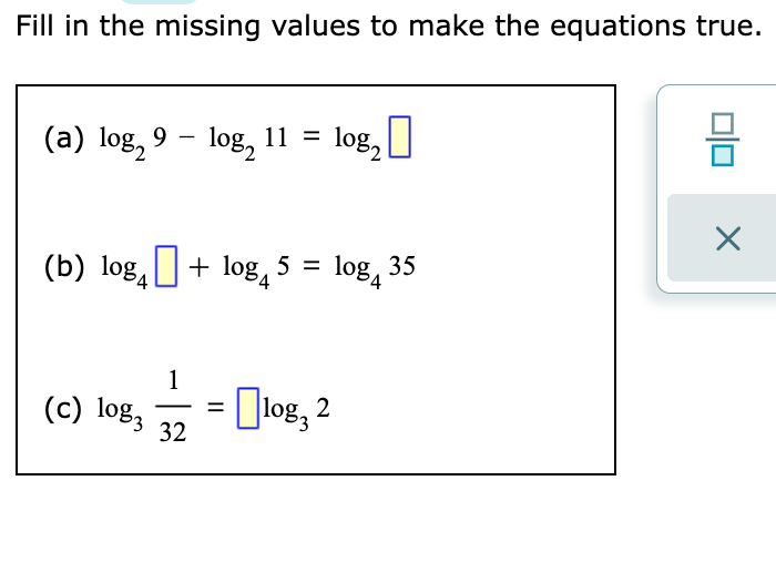 Solved Fill in the missing values to make the equations | Chegg.com