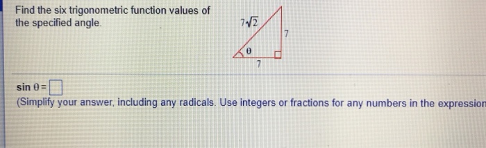 Solved Find the six trigonometric function values of the | Chegg.com