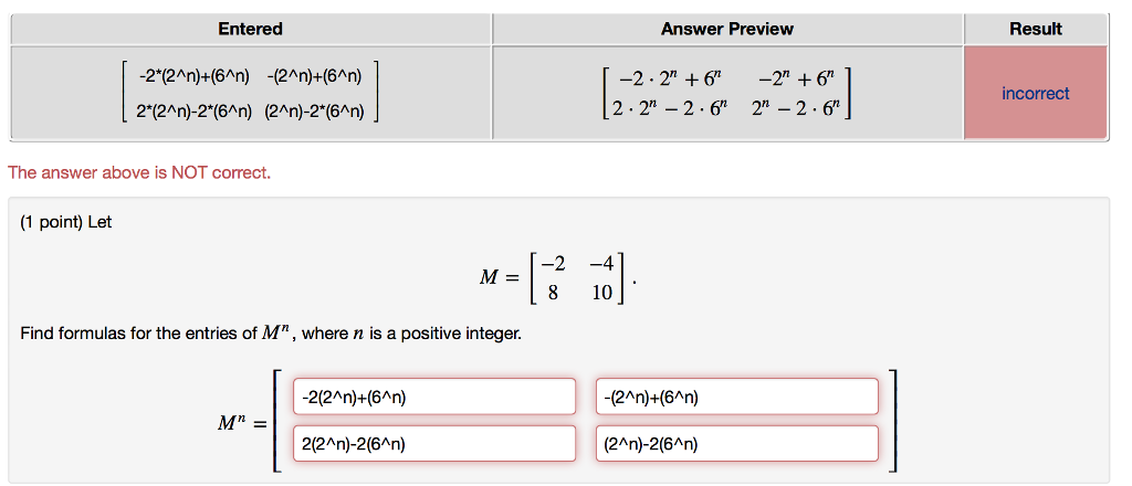 Solved Find formulas for the entries of Mn , where n is a | Chegg.com