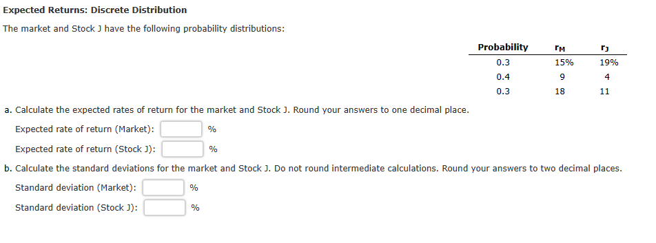 Solved Expected Returns: Discrete Distribution | Chegg.com