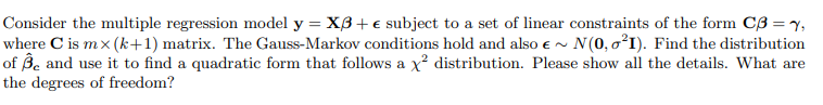 [Solved]: Consider the multiple regression model \( \mathb