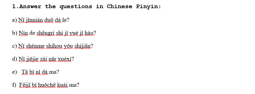 3. Write the times in Chinese Pinyin: a) 5:00 am b) | Chegg.com