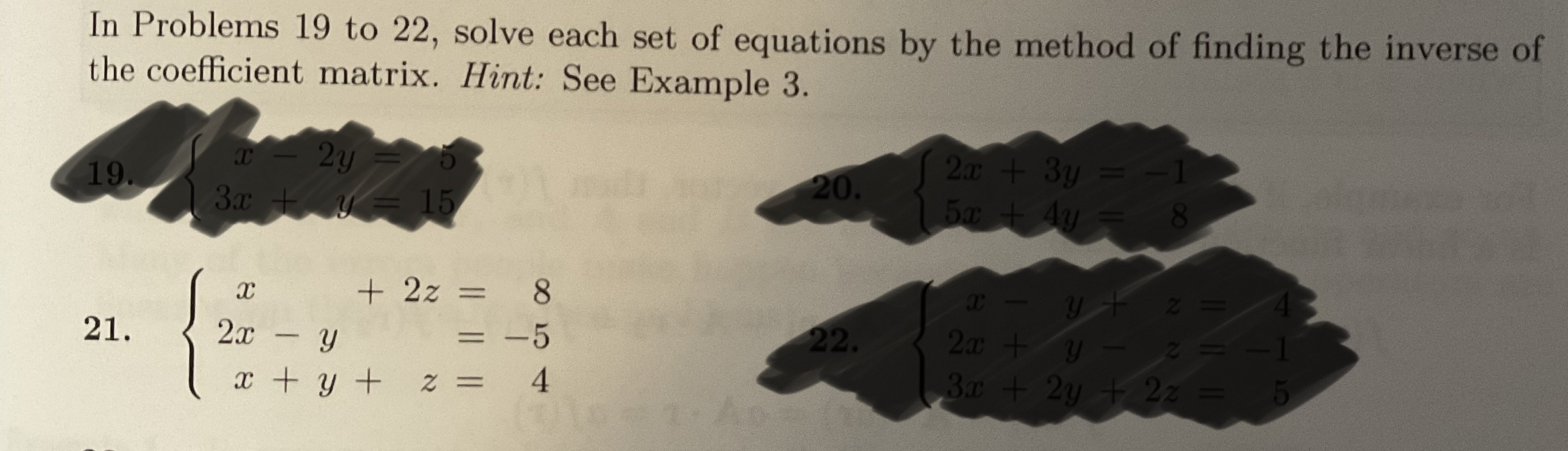 Solved In Problems 19 to 22, solve each set of equations by | Chegg.com