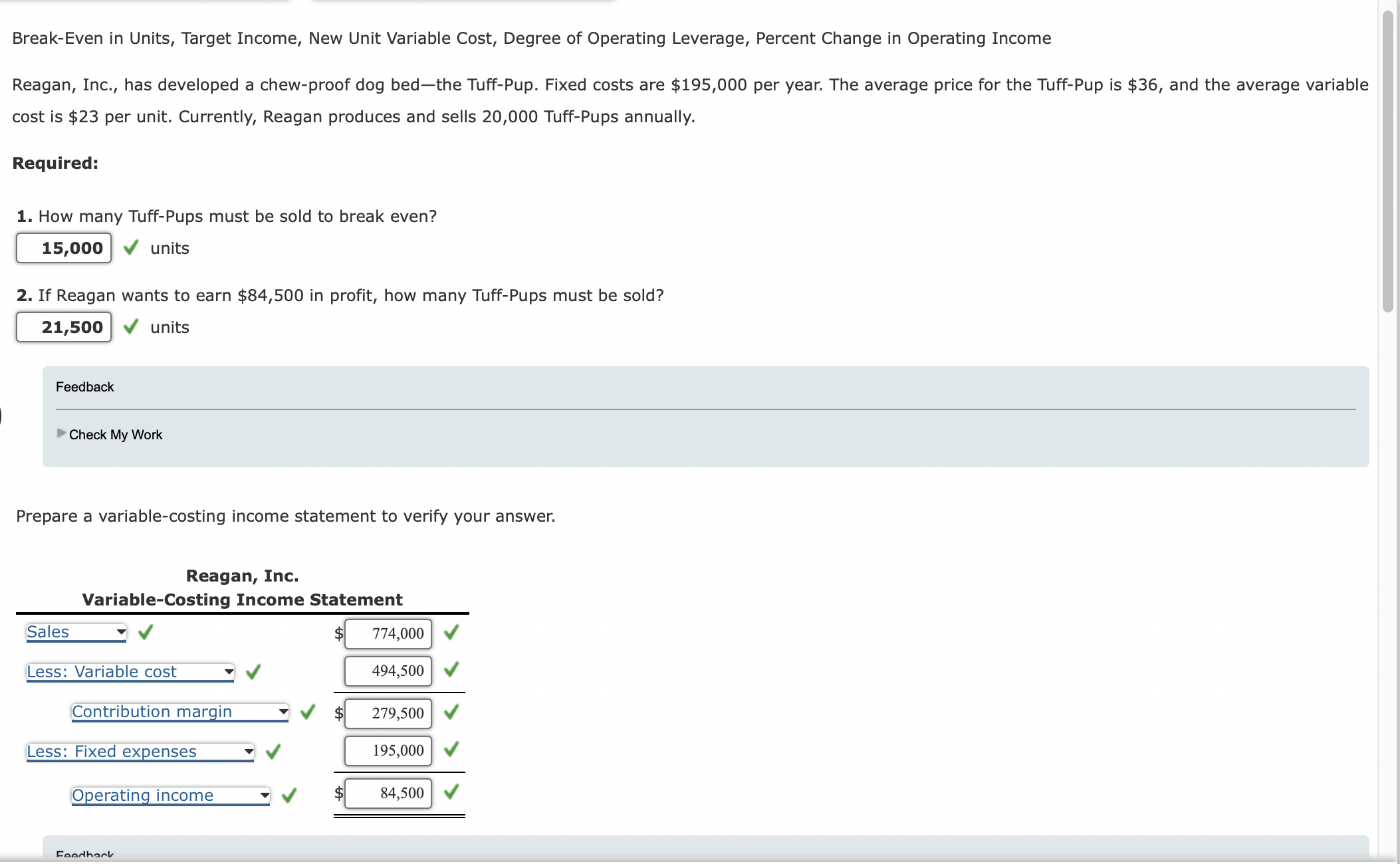 Solved Break-Even in Units, Target Income, New Unit Variable | Chegg.com