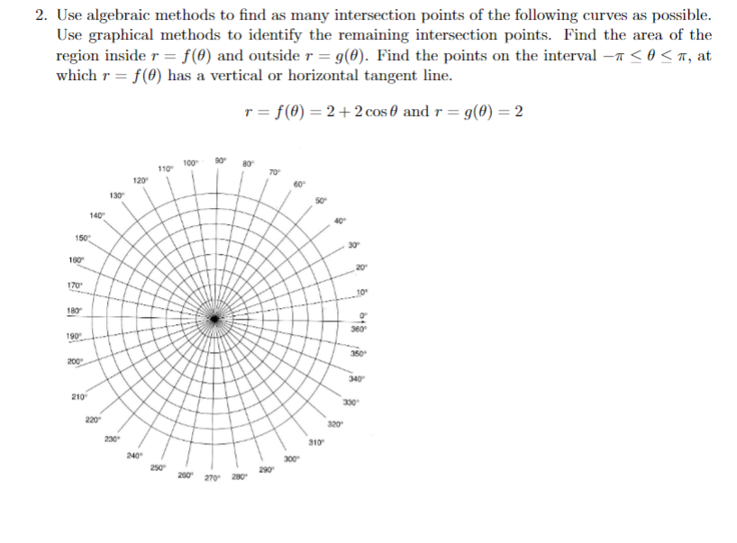 Solved 2. Use algebraic methods to find as many intersection | Chegg.com