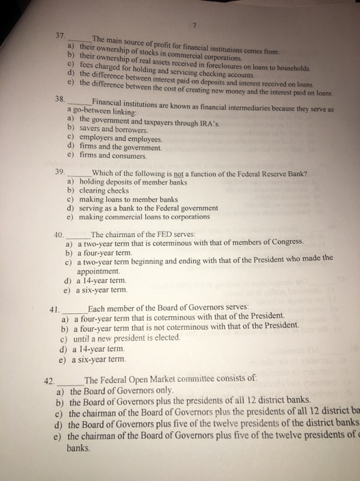 Solved _____ The main source of profit for financial | Chegg.com