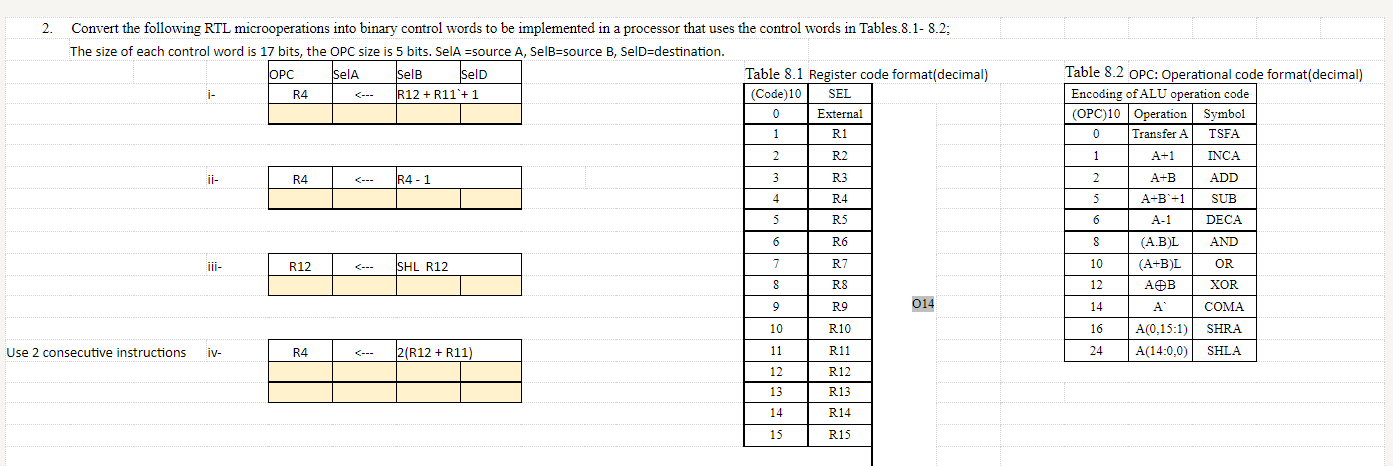 Solved 2. a Convert the following RTL microoperations into | Chegg.com