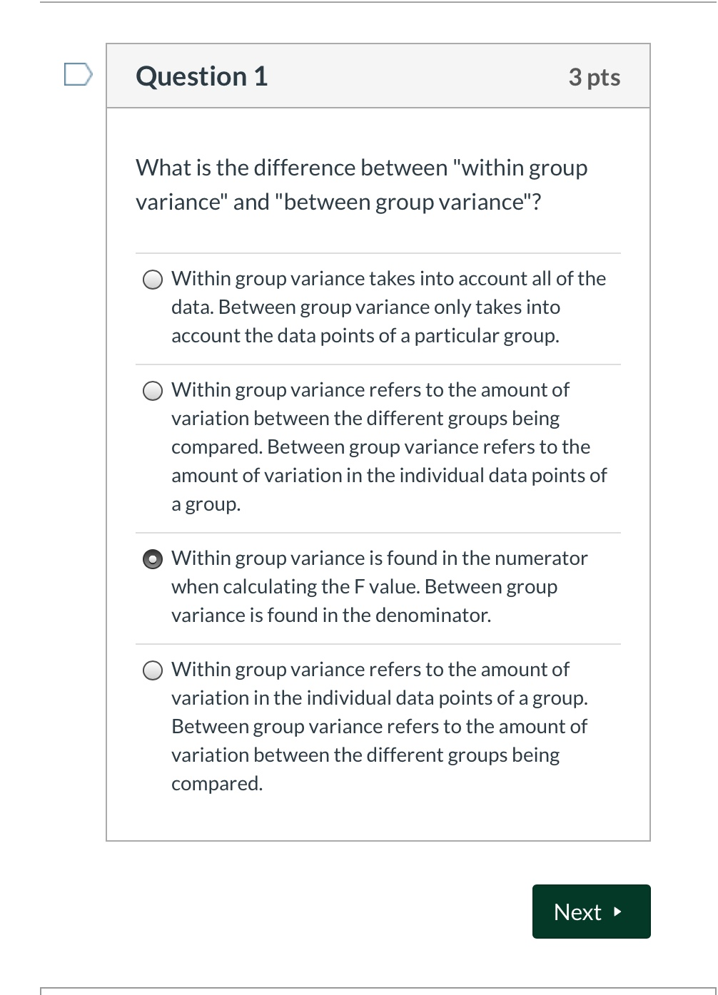 Solved Question 1 3 pts What is the difference between | Chegg.com