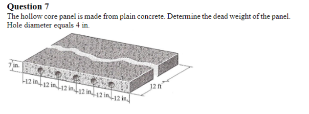 Solved Question 7The hollow core panel is made from plain | Chegg.com