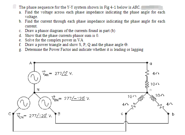 Solved The phase sequence for the Y-Y system shown in Fig | Chegg.com