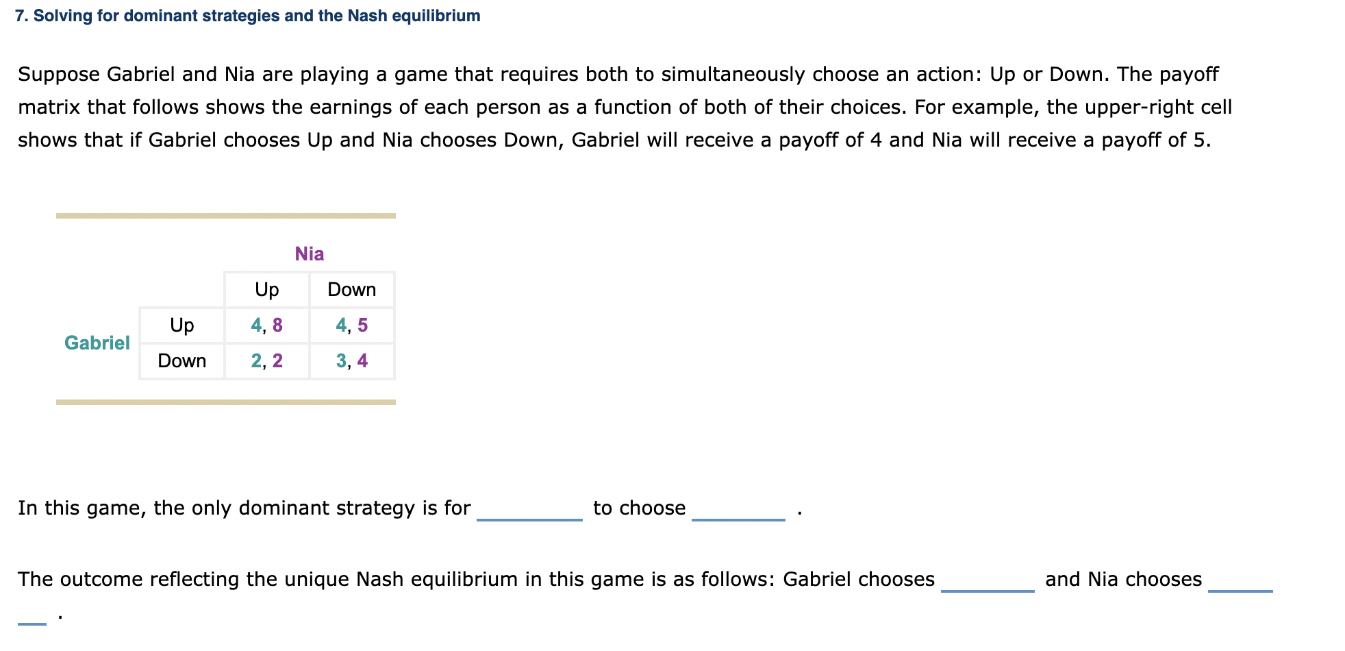 Solved Suppose Gabriel and Nia are playing a game that | Chegg.com