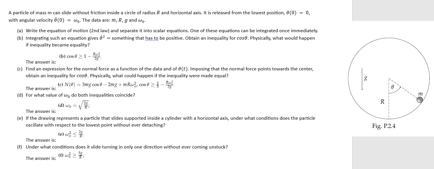 Solved A particle of mass m can slide without friction | Chegg.com