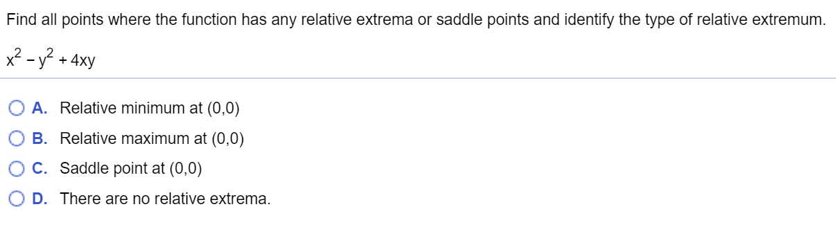 Solved Find all points where the function has any relative | Chegg.com