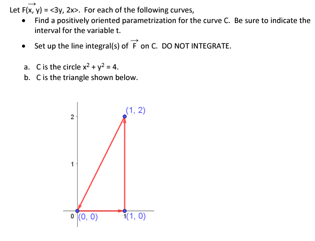 Solved Let F(x,y)=(:3y,2x:). ﻿For each of the following | Chegg.com