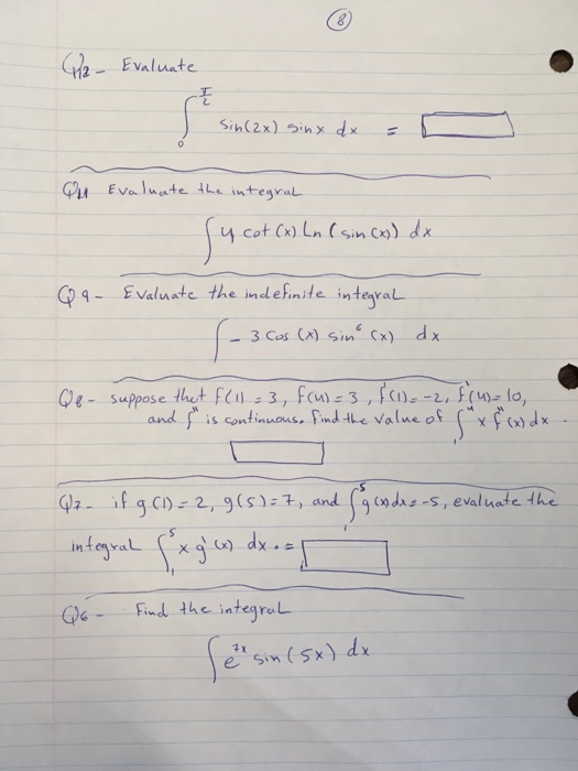 Solved Evaluate integral^I/c_0 sin (2x) sin x dx = Evaluate | Chegg.com