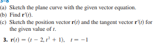 Solved (a) Sketch the plane curve with the given vector | Chegg.com