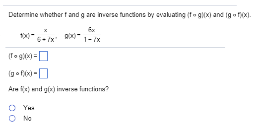 Solved Determine Whether F And G Are Inverse Functions By