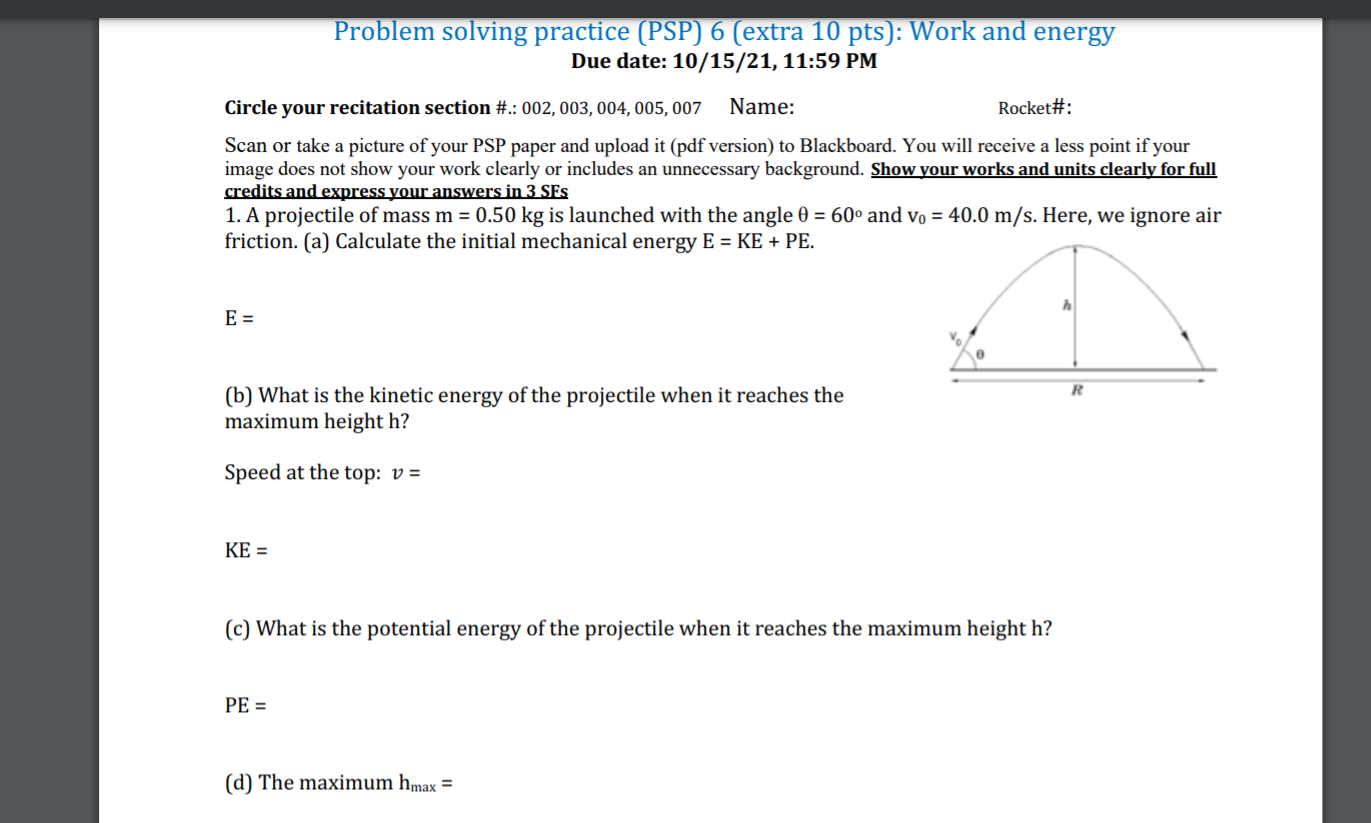 Solved Problem solving practice (PSP) 6 (extra 10 pts): Work | Chegg.com