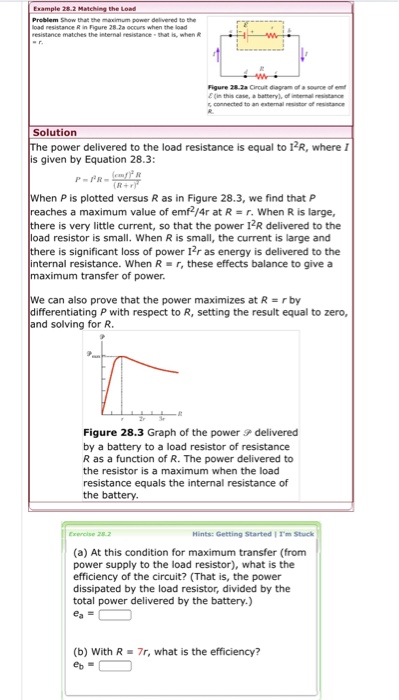 Solved Example 282 Matching the Load the maximum power | Chegg.com