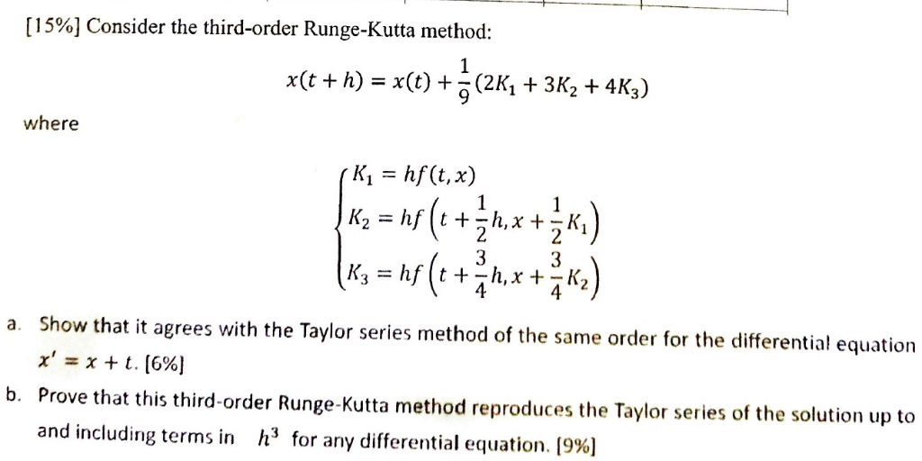 [15%] Consider the third-order Runge-Kutta method: | Chegg.com