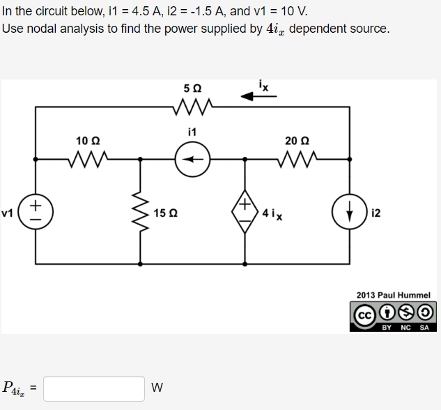 Solved In the circuit below, i1 = 4.5 A, i2 = -1.5 A, and v1 | Chegg.com