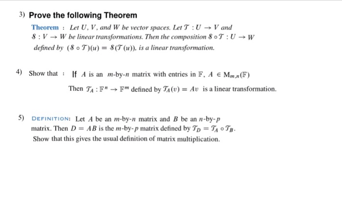 Solved 3) Prove the following Theorem Theorem : Let U, V, | Chegg.com Solved 3) Prove the following Theorem Theorem : Let U, V, | Chegg.com