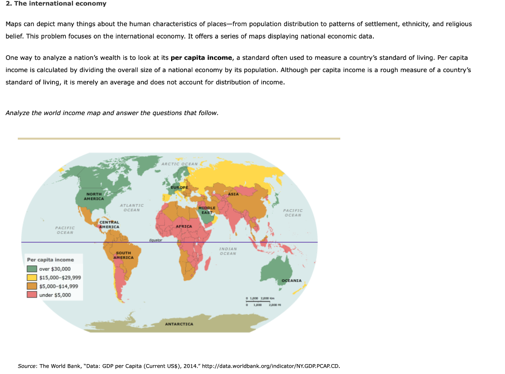 Solved 2. The international economy Maps can depict many | Chegg.com