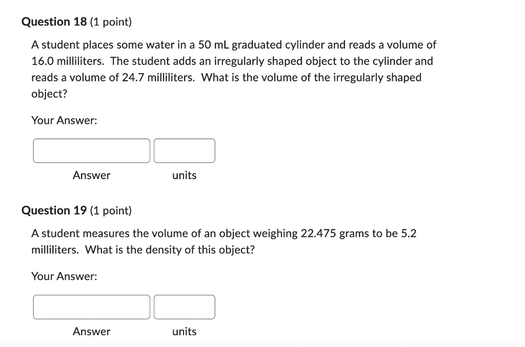Solved A student places some water in a 50 mL graduated | Chegg.com