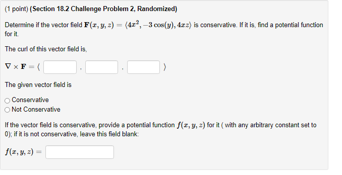 Solved (1 point) (Section 18.2 Challenge Problem 2, | Chegg.com