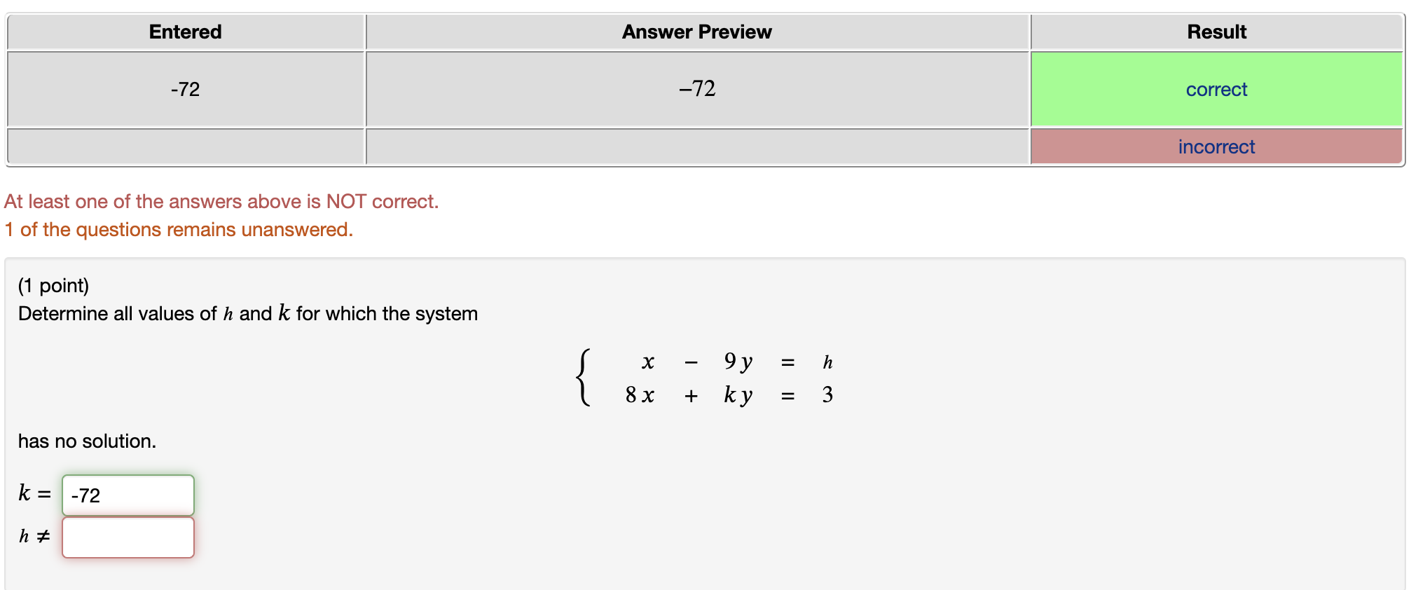 Solved Determine all values of h ﻿and k ﻿for which the | Chegg.com