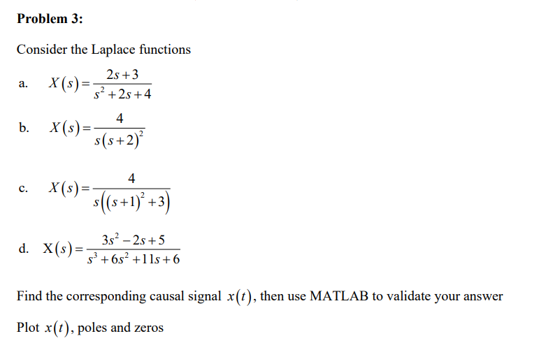 Solved Problem 3: Consider the Laplace functions a. | Chegg.com