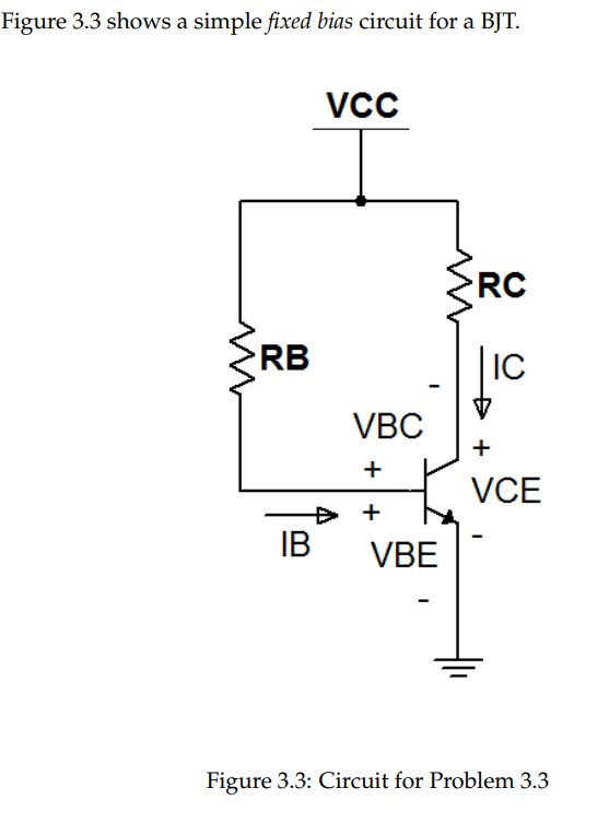 Solved Figure 3.3 shows a simple fixed bias circuit for a | Chegg.com