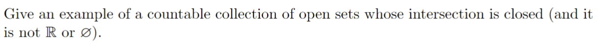 Solved Give an example of a countable collection of open | Chegg.com