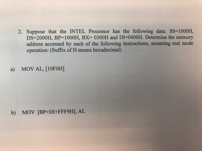 Solved Suppose that the INTEL Processor has the following | Chegg.com