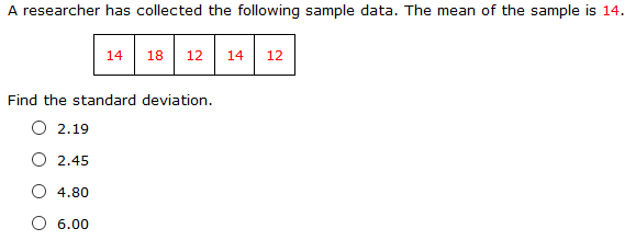 Solved A researcher has collected the following sample data. | Chegg.com
