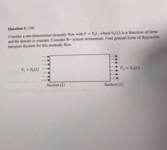 Solved Question 2: (10) Comsider a one-dimensional unsteady | Chegg.com