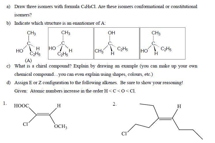 C4h9cl Isomers Structure