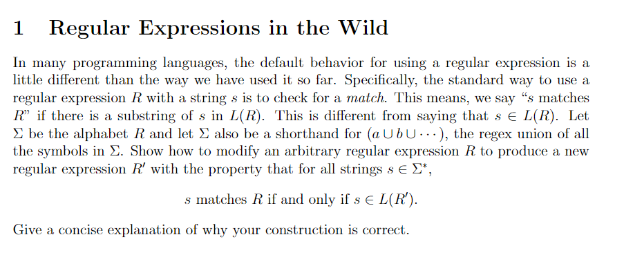 Solved 1 Regular Expressions in the Wild In many programming | Chegg.com
