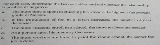 Solved For each case, determine the two variables and tell | Chegg.com