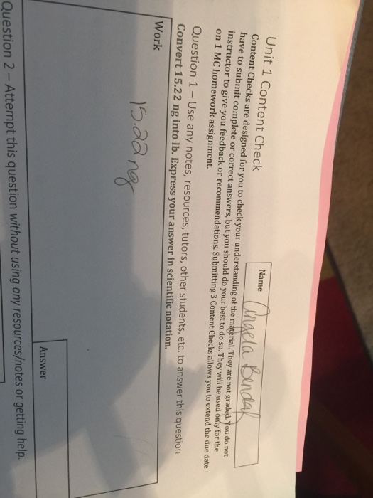 Solved Name Unit 1 Content Check Content Checks are designed | Chegg.com