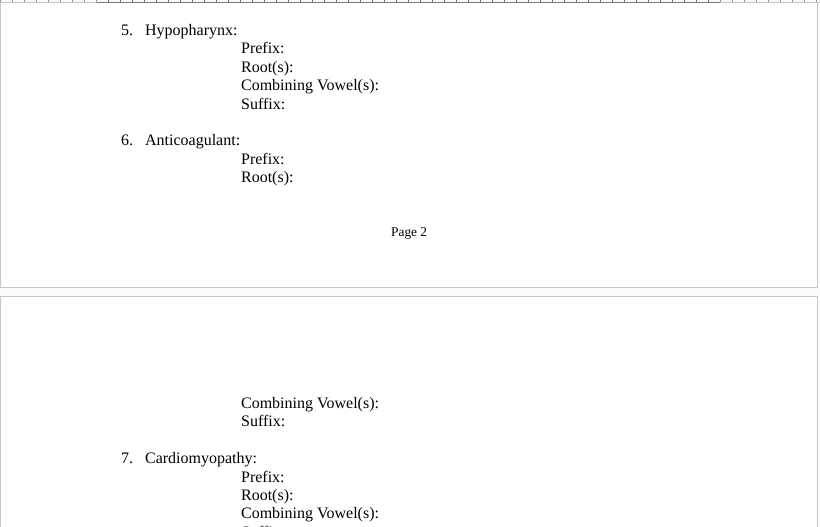 Solved II. LABELING: Divide each medical term into parts, | Chegg.com